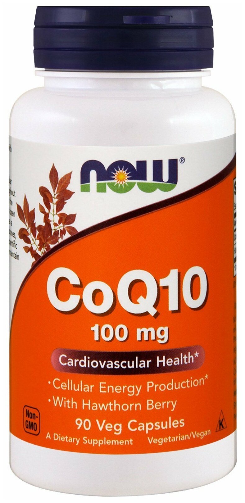 NOW Q10 Coenzyme, Кофермент Q10 100 мг + Боярышник - 90 капсул
