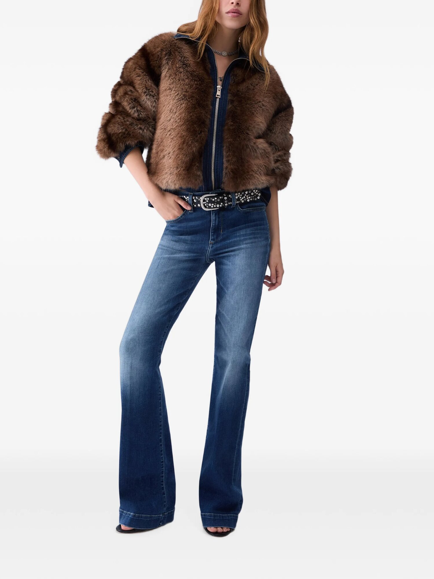 Джинсы LIU JO Flare jeans with rhinestones, размер 36, синий — фото 1