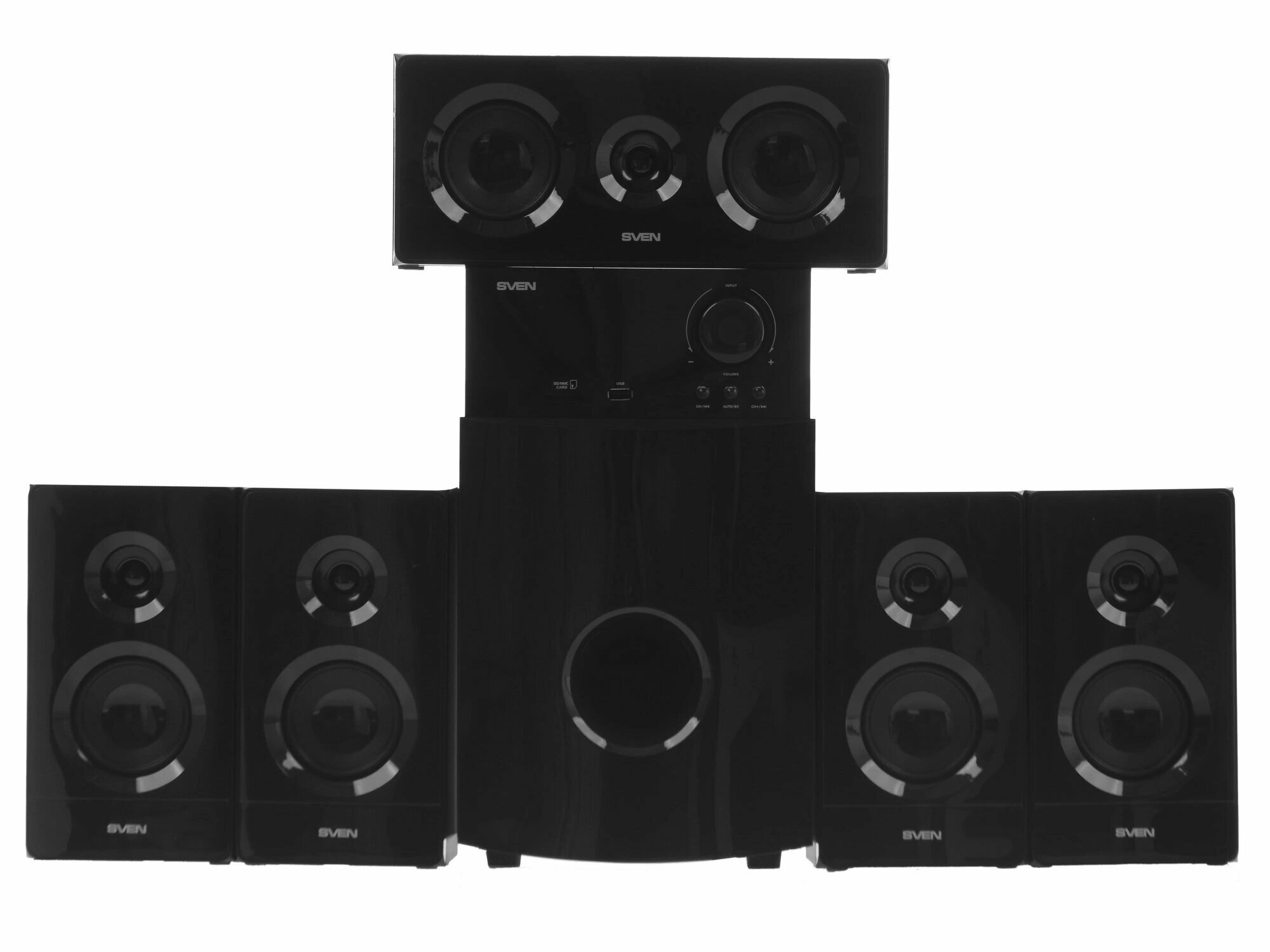 Акустическая система SVEN HT-210, Bluetooth, пульт ДУ, 5.1, черный.
