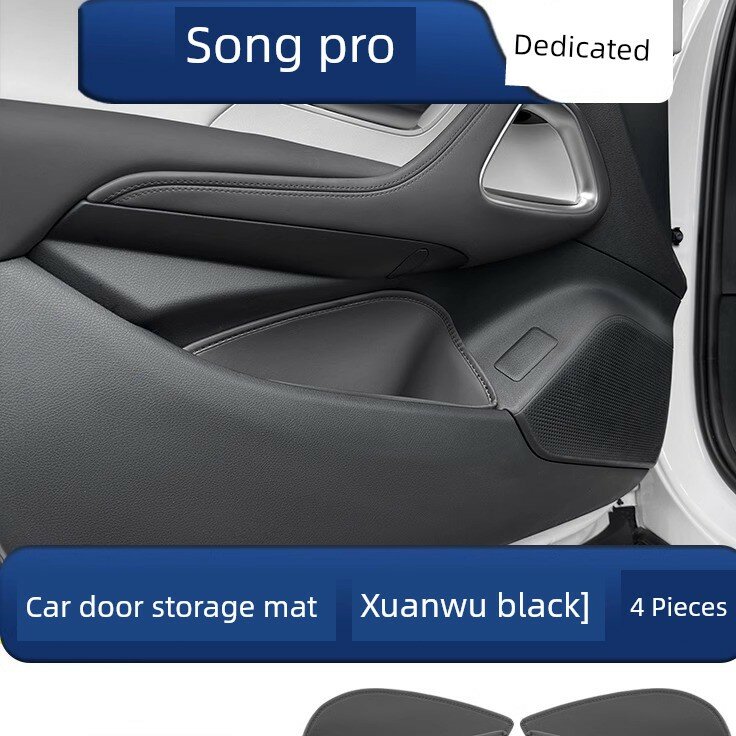Набор из 4 шт. для двери BYD Song Pro - органайзер с кожаным покрытием темно-черного цвета для моделей 2020-2024