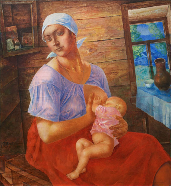 "Мать", Петров-Водкин К. С. картина для интерьера (репродукция) (30х35 см / без подрамника)
