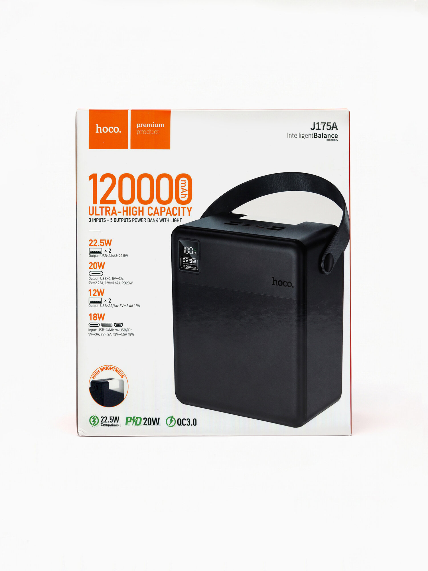 Внешний аккумулятор/Power Bank/Повер банк. Hoco J175А. 120000mAh. Быстрая зарядка.
