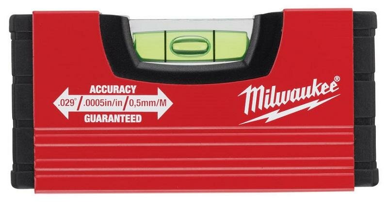 Уровень Milwaukee MINIBOX 4932459100, брусковый, 1 глазок, красный, противоударный