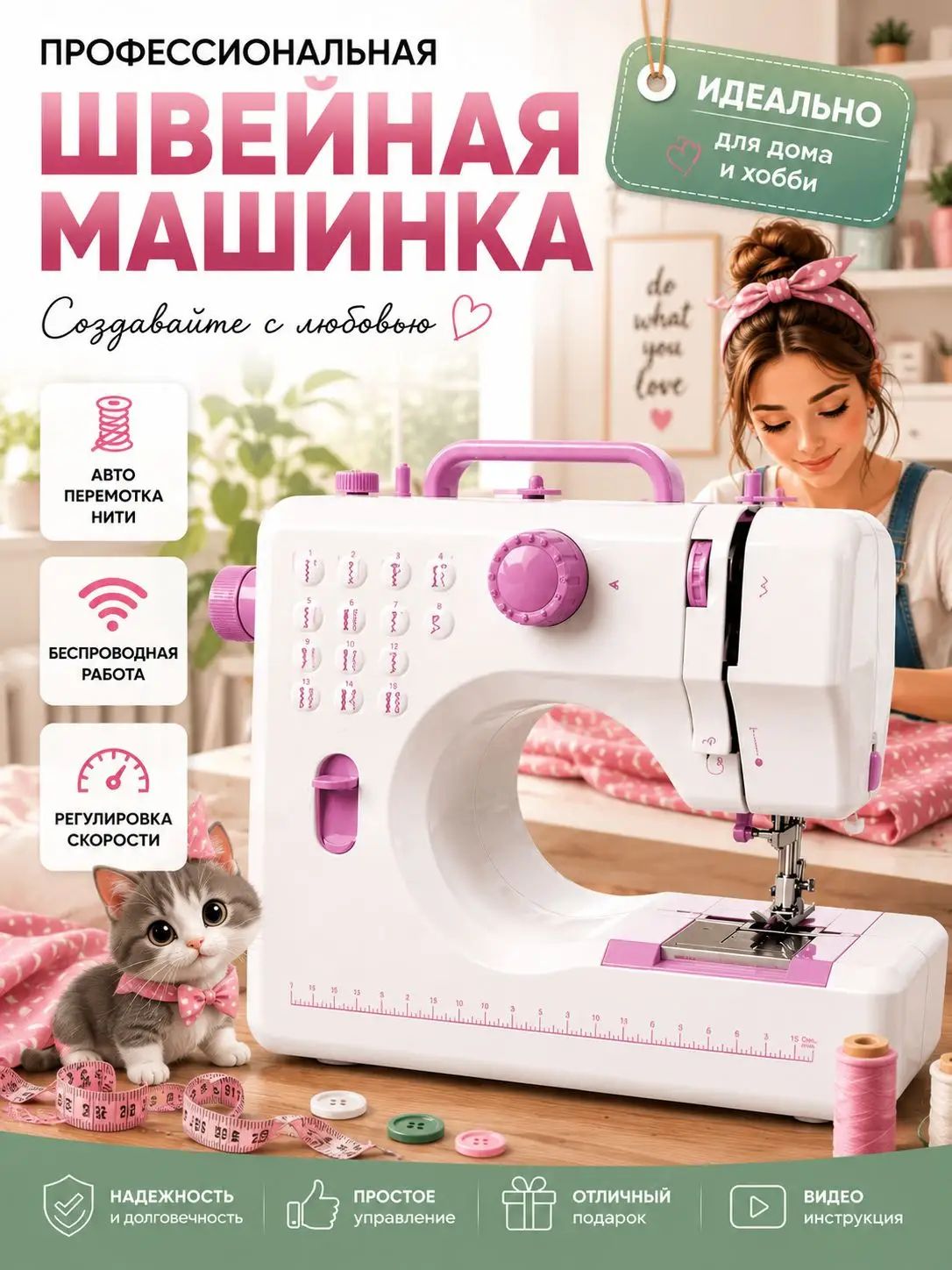 Швейная машинка электрическая с педалью мини-ml