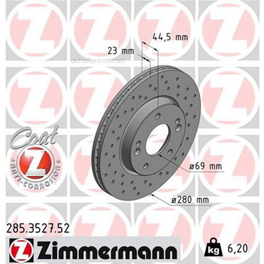 OTTO ZIMMERMANN 285352752 Диск тормозной спортивный (цена за 1 шт.)