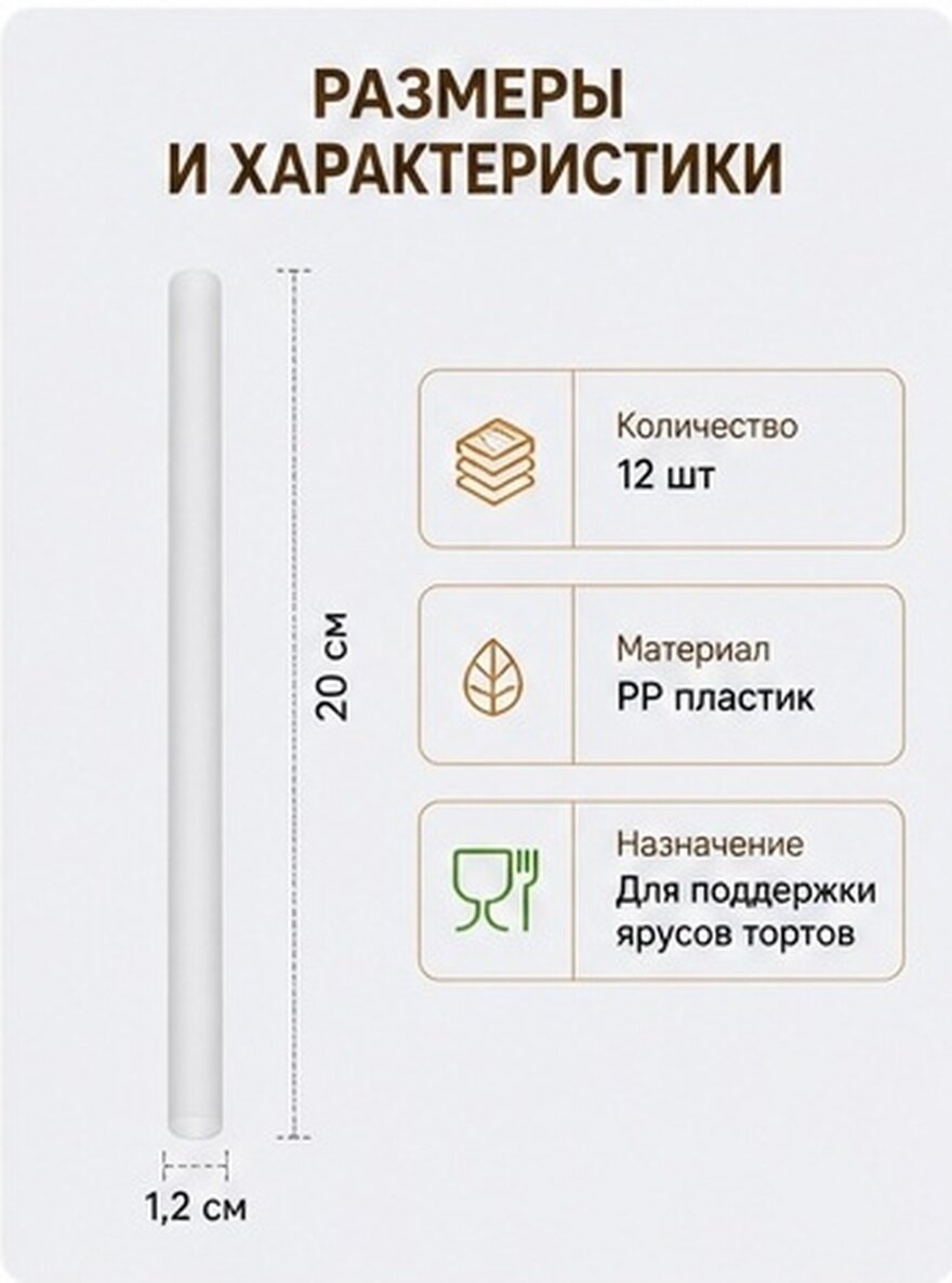 12 Штук Подставки Для Слойного Торта Из Прочного Материала Белого Цвета 24.00X1.10X1.10CM