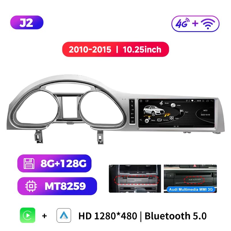 Беспроводной Carplay Android auto Bluetooth автомобильная стерео радио для Audi Q7 J2 8G 128G MMI 3G