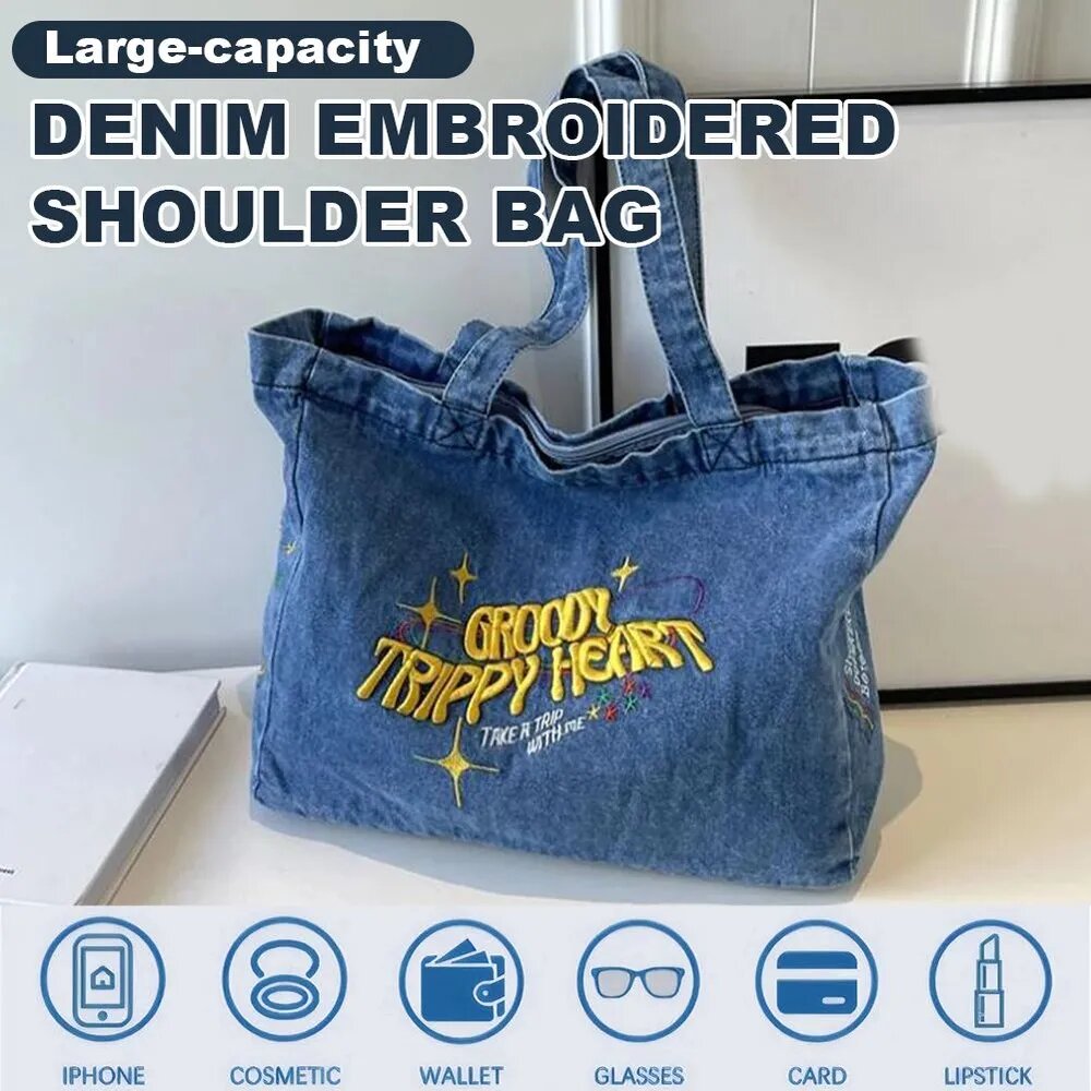 Сумка  Denim Embroidered Shoulder Bag