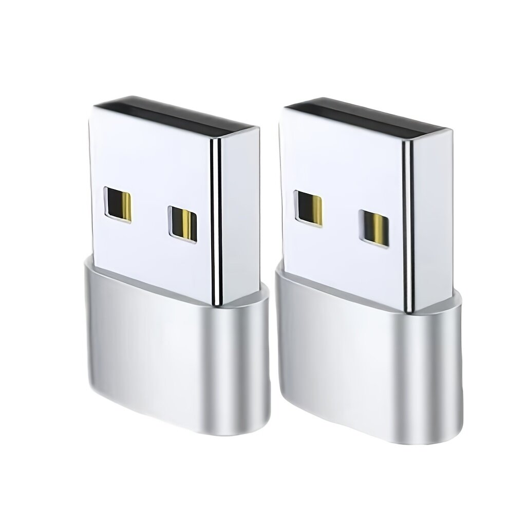 Адаптер-переходник USB Type-C на USB-A, серебристый, 2 шт.