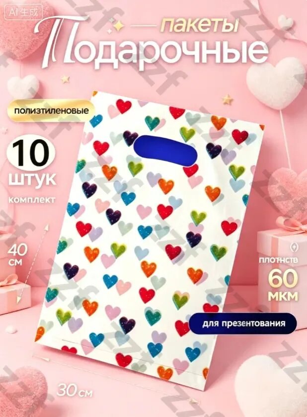 Пакет подарочный 30x40 см, 10 шт.
