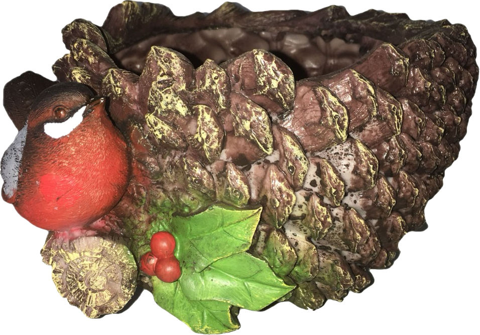 Фигура садовая Шишка с птичкой камень 14x25x20 см цвет коричневый