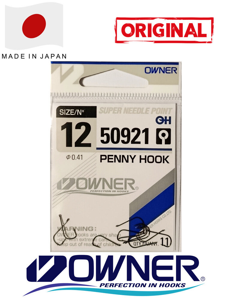 Крючки OWNER 50921 №12 PENNY HOOK / Крючок, Овнер, одинарные для рыбалки