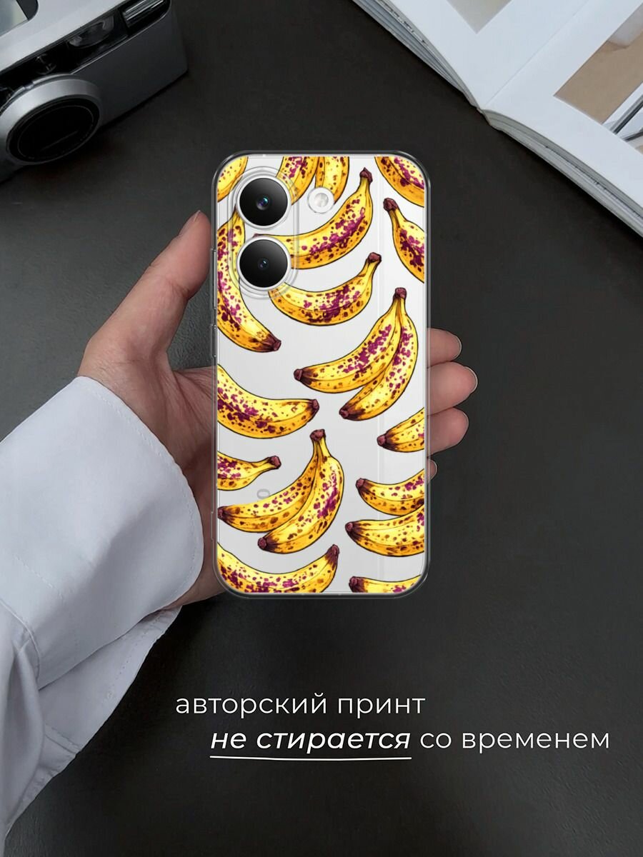 Чехол на Poco X8 Pro / Поко X8 Про с принтом Банановый фон, прозрачный — фото 1