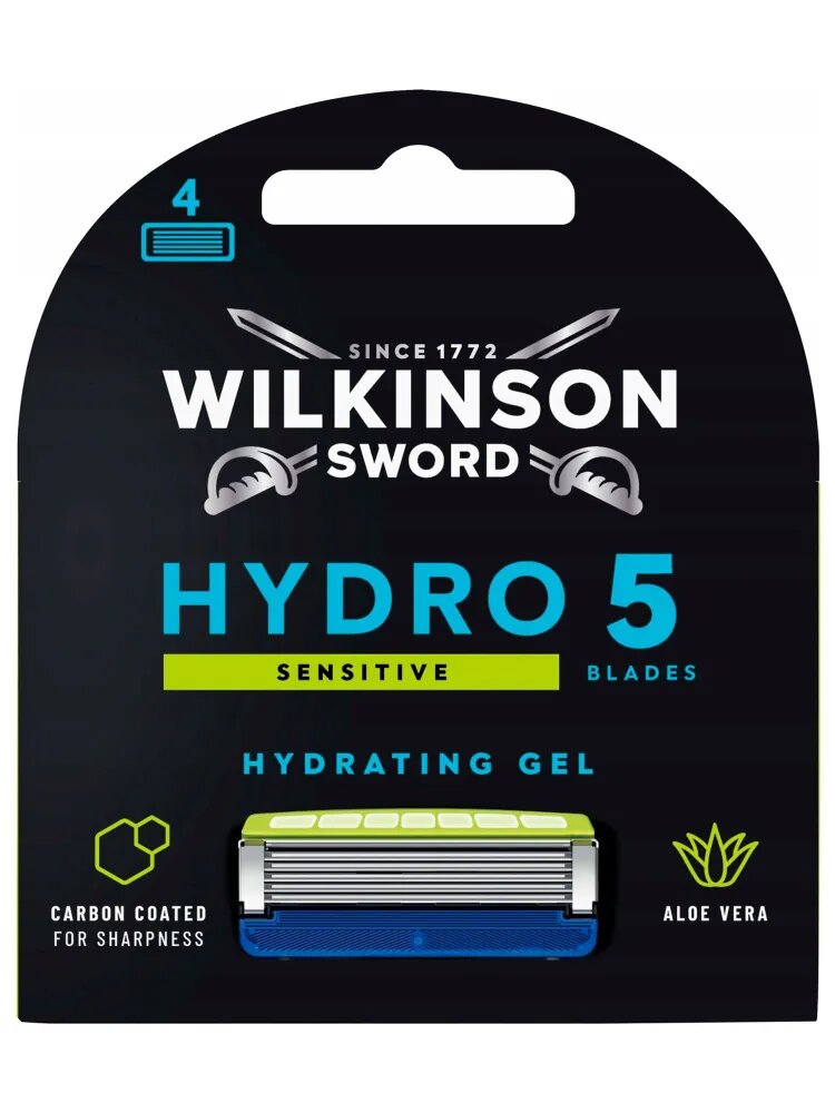 Wilkinson Sword Сменные кассеты Schick HYDRO 5 Skin Protection Sensitive (4 шт.), 5 лезвия, гелевая увлажняющая полоска