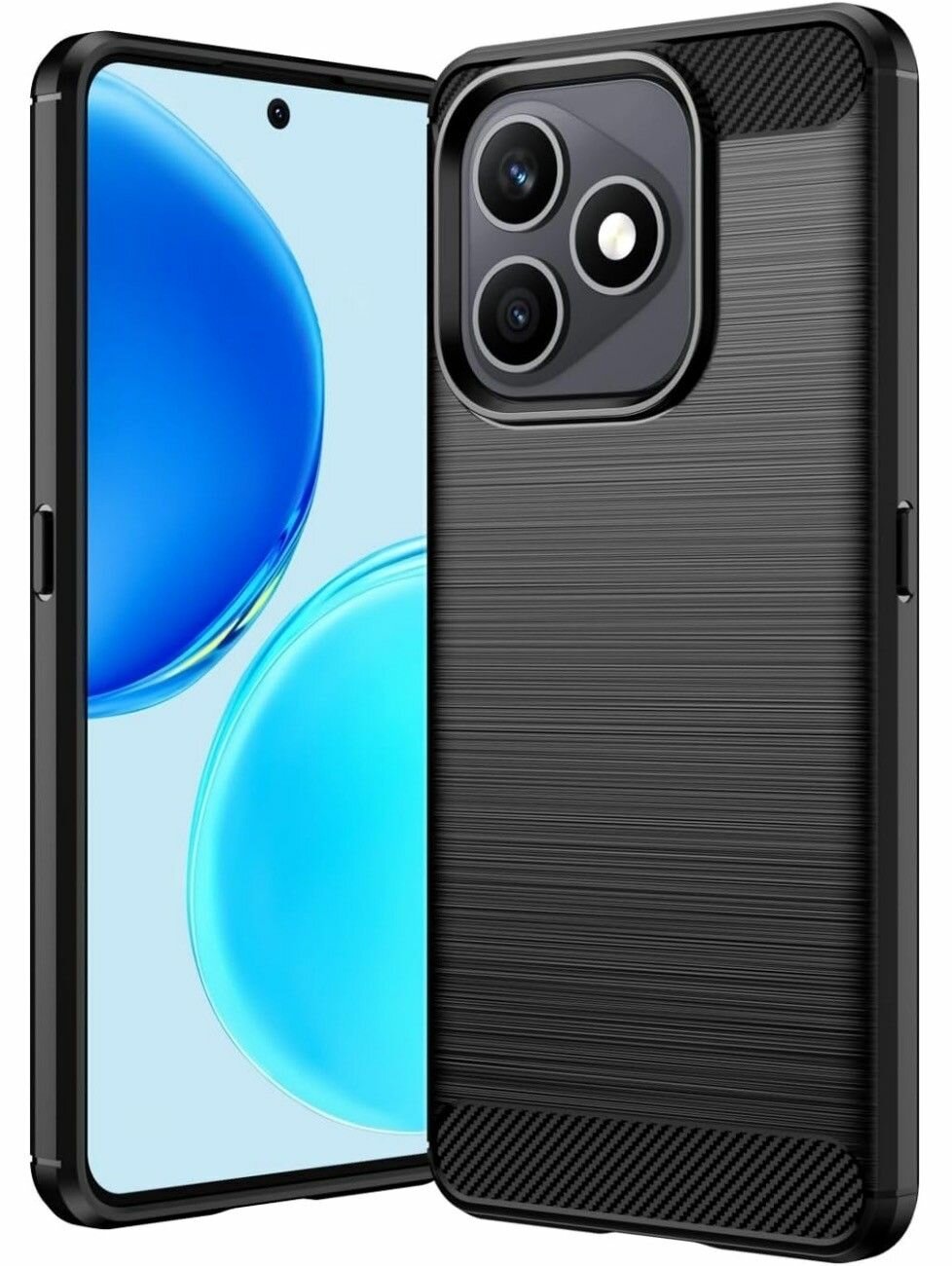 Чехол на Honor X8d силиконовый карбон сталь чёрный противоударный