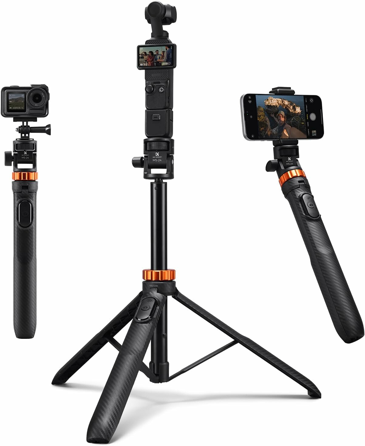 Штатив K&F CONCEPT "Selfie Stick", для смартфонов и экшн-камер