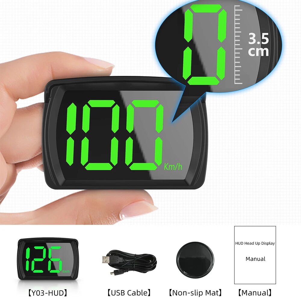 Универсальный GPS-спидометр Y03 Mini HUD С Дисплеем 2,8 Дюйма Для Всех Автомобилей, Цифровое Измерение Скорости (км/ч)