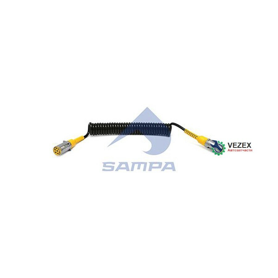 SAMPA 095138 кабель спиральный! 7/6 полюс, Type S, с 2 штекерами (пласт цельн.),24V, Lmax=4500 ISO3731\