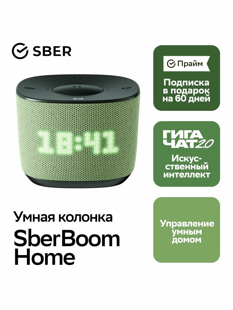 Умная колонка SberBoom Home, фисташковый, с искусственным интеллектом GigaChat
