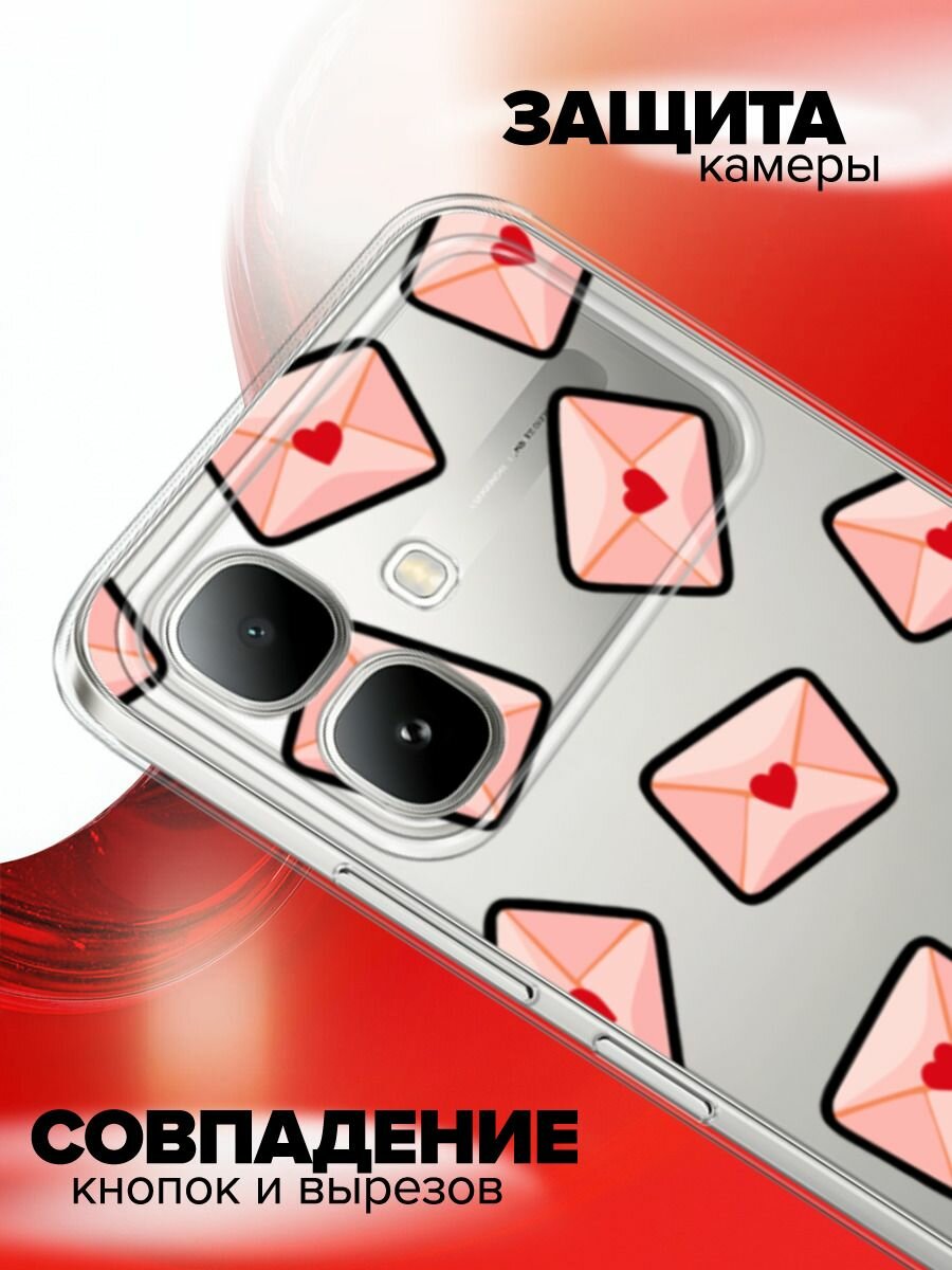 Чехол на Infinix Smart 20 / Инфиникс Смарт 20 с принтом Конверты с сердечками — фото 1