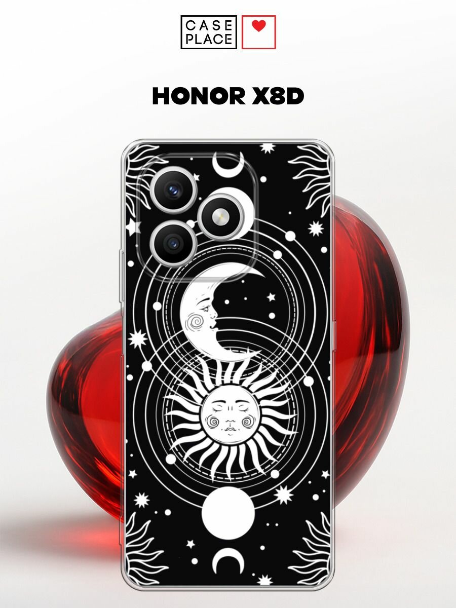 Силиконовый чехол на Honor X8d / Хонор X8d с принтом Дуэт Солнца и Луны