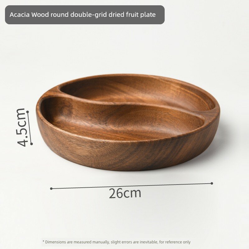 Двухотсекная миска в форме Тай Цзи для организации орехов и конфет с деревянным узором