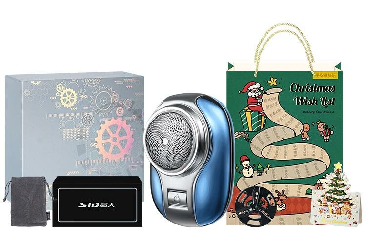 Электробритва унисекс SID RS155 blue + blade + storage bag Christmas limited gift bag