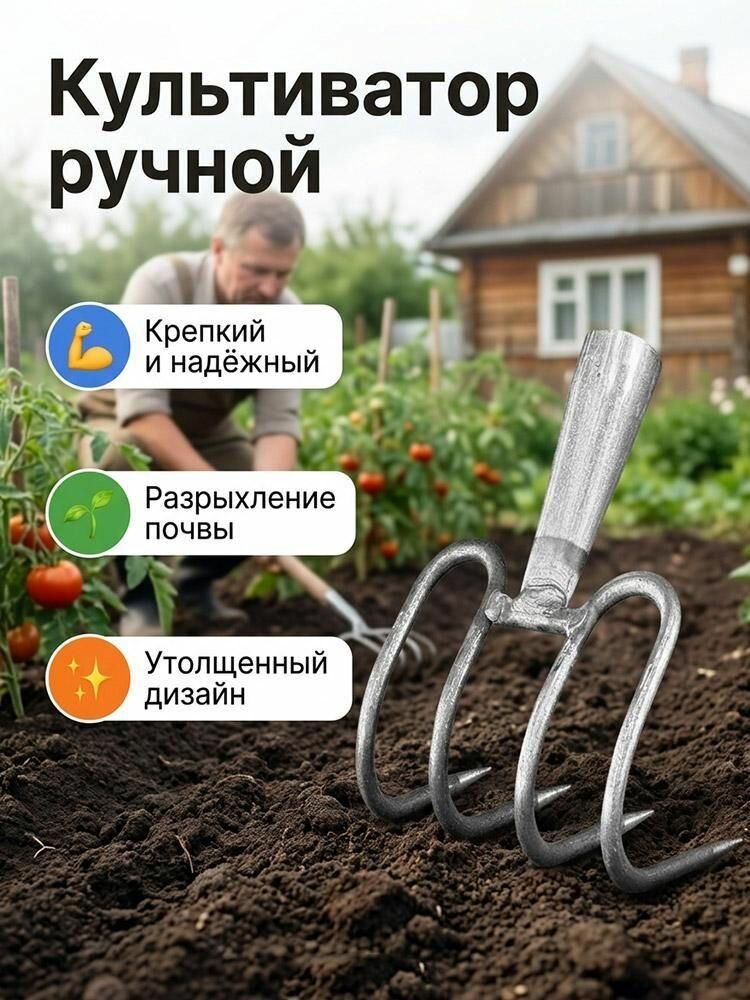Большие изогнутые грабли для рыхления почвы, подходят для приусадебных участков и сельскохозяйственных угодий.