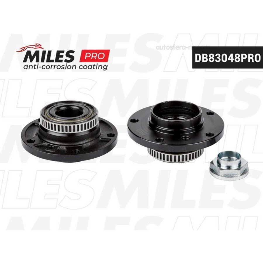 MILES DB83048PRO Ступица с подшипником передняя с ABS (серия PRO с антикоррозийным покрытием), BMW 3 E36/E46/5 E34/7 E32 86-05. DB83048PRO