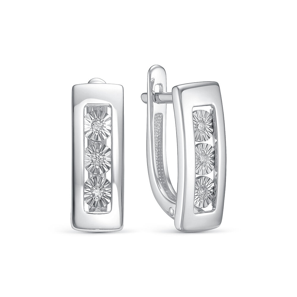 Серьги, белое золото, 585 проба, бриллиант