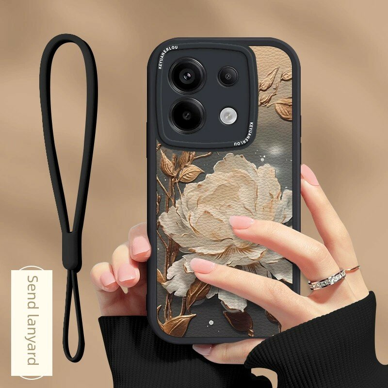Чехол для Redmi Note 13 Pro с полным покрытием, мягкий силиконовый антиударный чехол с защитой объектива и шнурком,