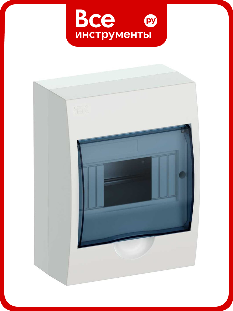 Бокс IEK ЩРН‑П‑4 ИЭК MKP12‑N‑04‑40‑20, навесной пластиковый корпус с белой дверцей, защита IP41, четырёхмодульный блок