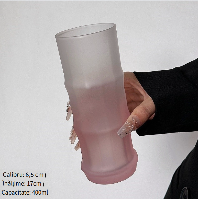 Матовая текстура в стеклянной чашке для молока wind slub glass-slub cup 【матовая градиентная пудра】