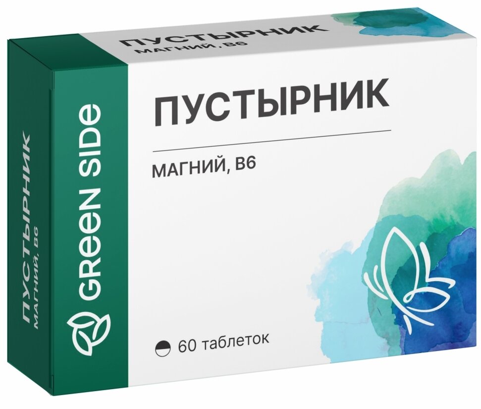 GREEN SIDE стрессанет пустырник магний В6 N60 табл массой 550МГ