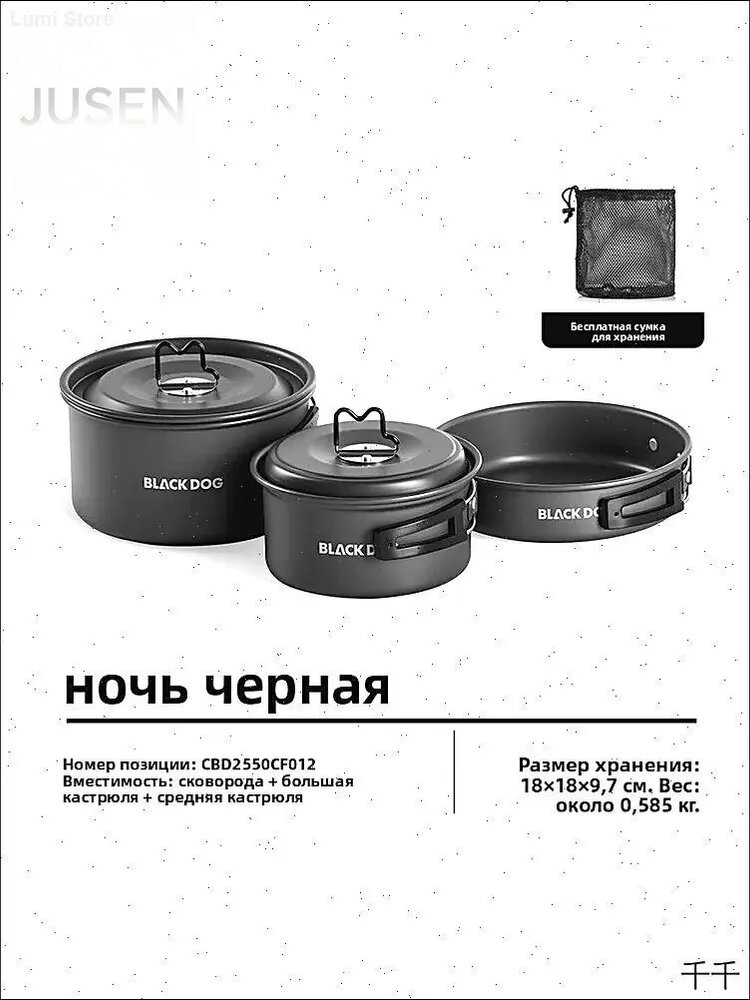 Naturehike-Blackdog Портативный полный набор походной посуды из алюминиевого сплава