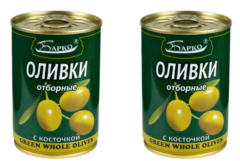 Оливки Барко с косточкой, 280 г, 314 мл, 2 шт