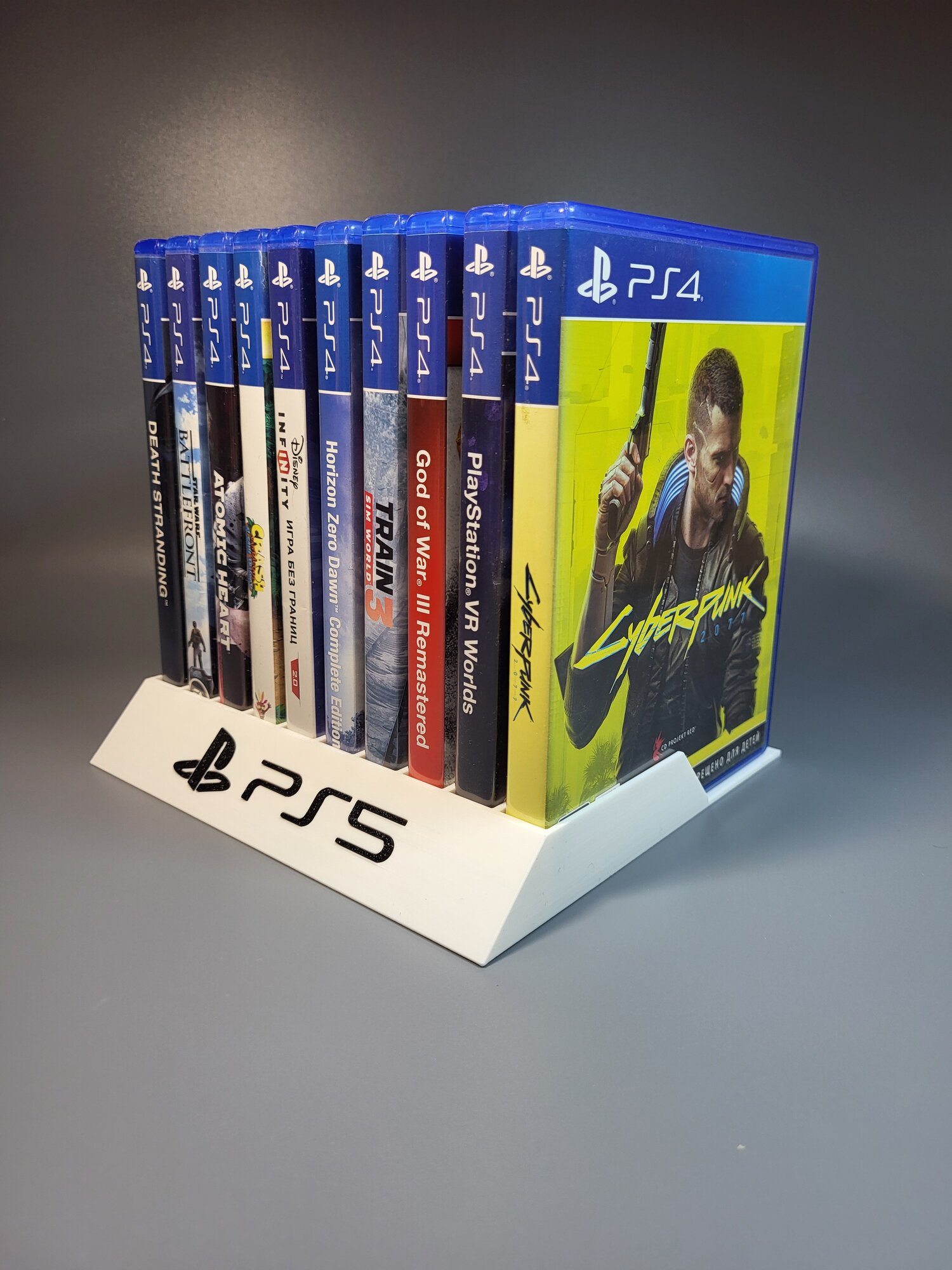 Подставка для дисков PlayStation 5, пластик, белая, на 10 картриджей