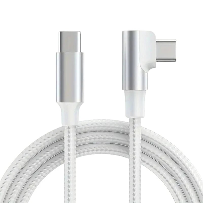 Кабель USB-C Type-C 1м, 90°, Silver, для iPhone, Samsung, Xiaomi