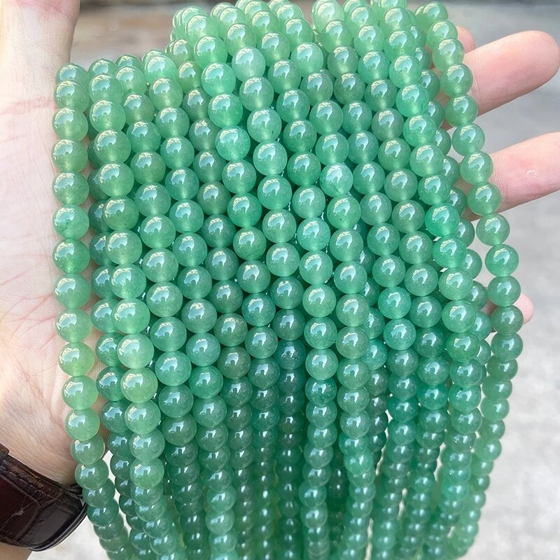 Бусины из агата, обсидиана и кварца 4-10 мм Изумрудный, 8mm approx 47pcs, Green Aventurine