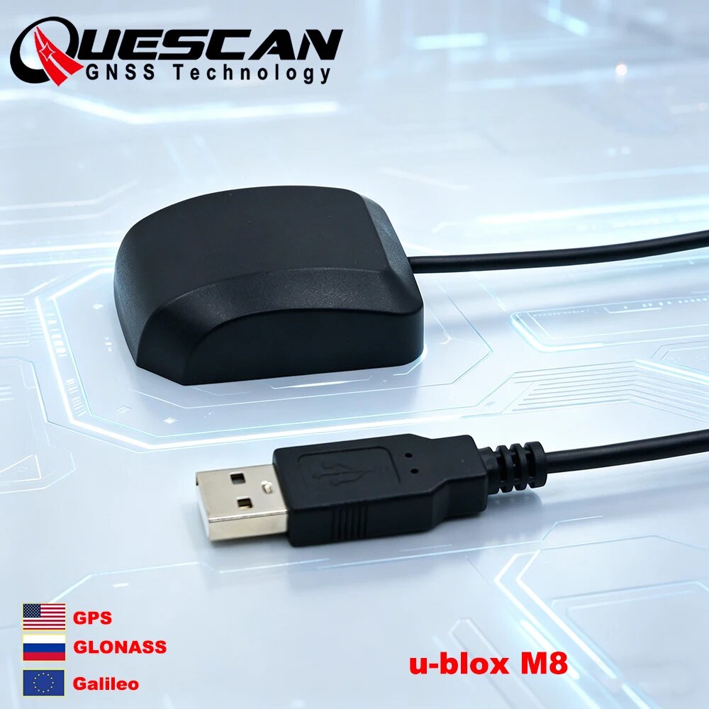 QUESCAN Windows Android ublox8 USB ГПС глонассс GNSS антенный приемник USB M8N M8030 ГПС ГЛОНАСС Галилео USB-A NMEA0183 1-10 Гц