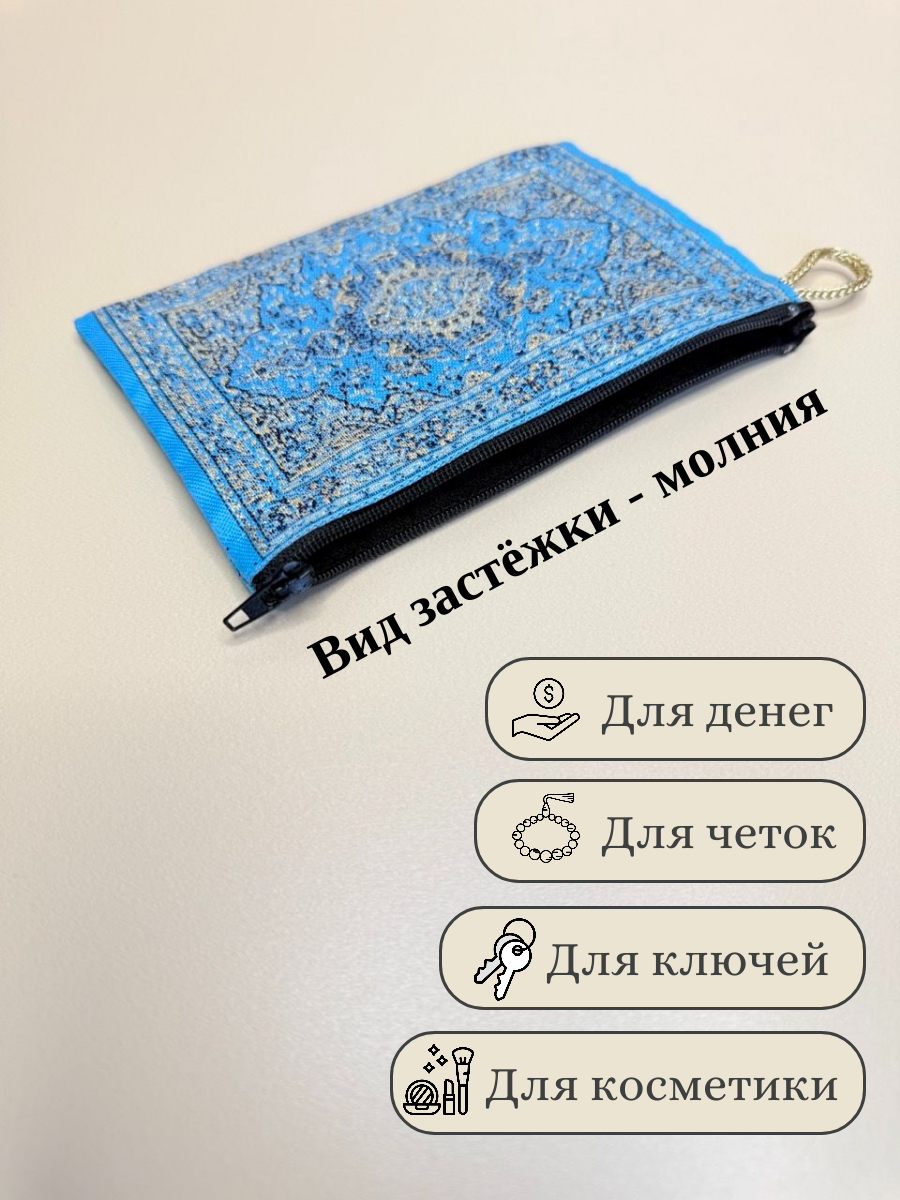 Монетница, фактура гобелен, голубой, — фото 1