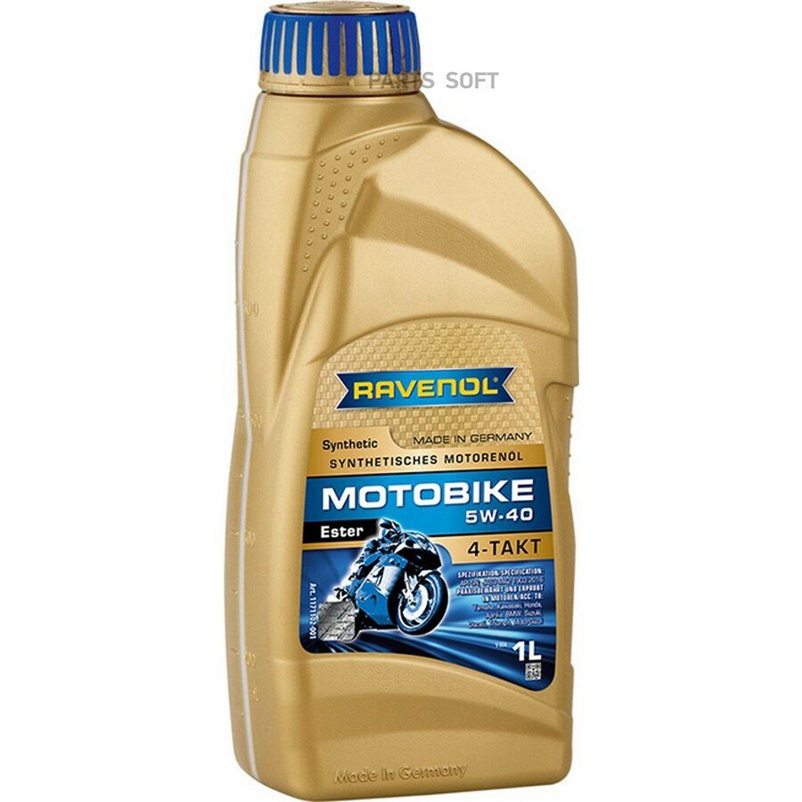 Моторное масло RAVENOL Motobike 4-T Ester SAE 5W-40 (1л), шт от официального дистрибьютора, RAVENOL, артикул 117110200101999