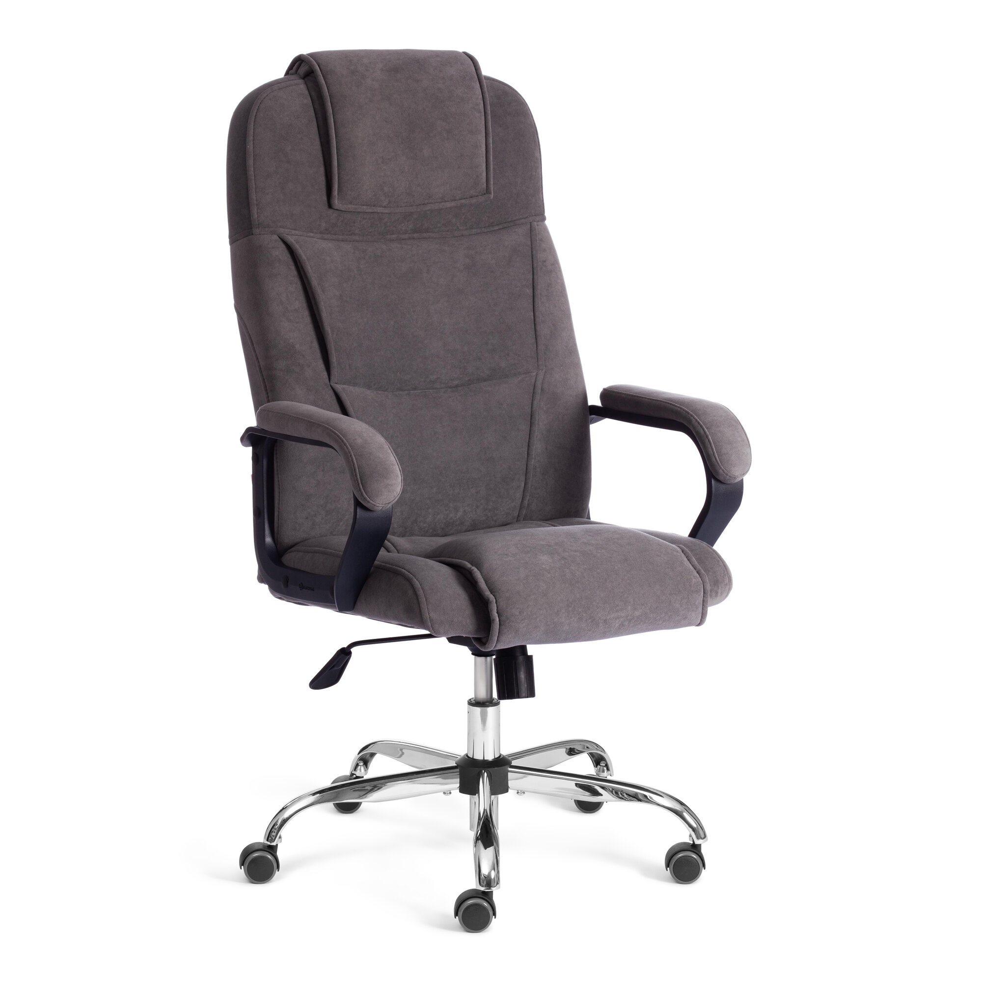 Кресло офисное TetChair, металлическая крестовина, обивка флок, серое, регулировка высоты и наклона, мягкие подлокотники