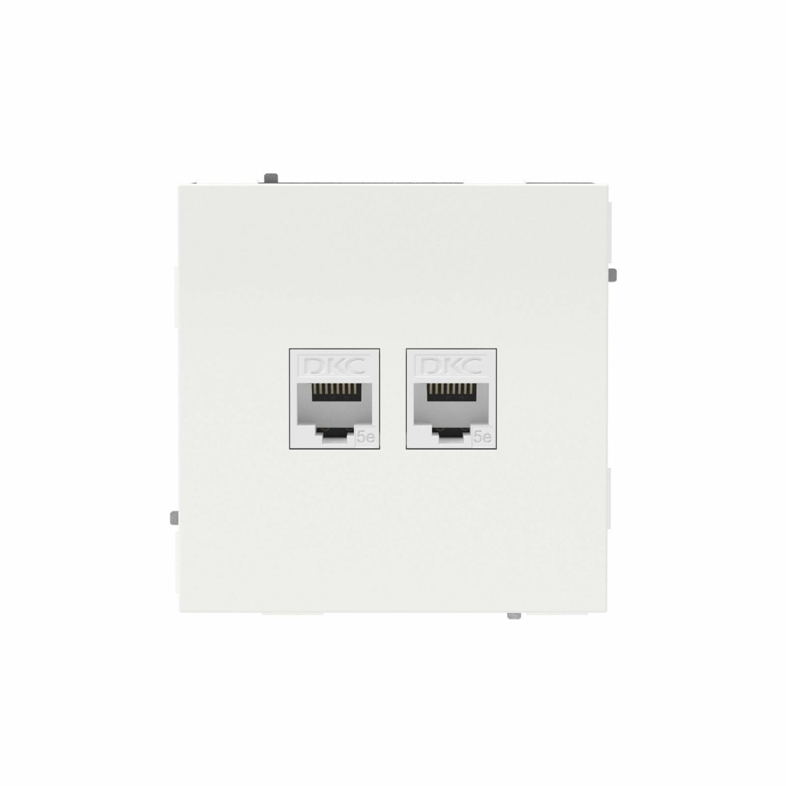 Компьютерная розетка rj-45 без шторки, кат.5е двойная, kant, белая магнолия