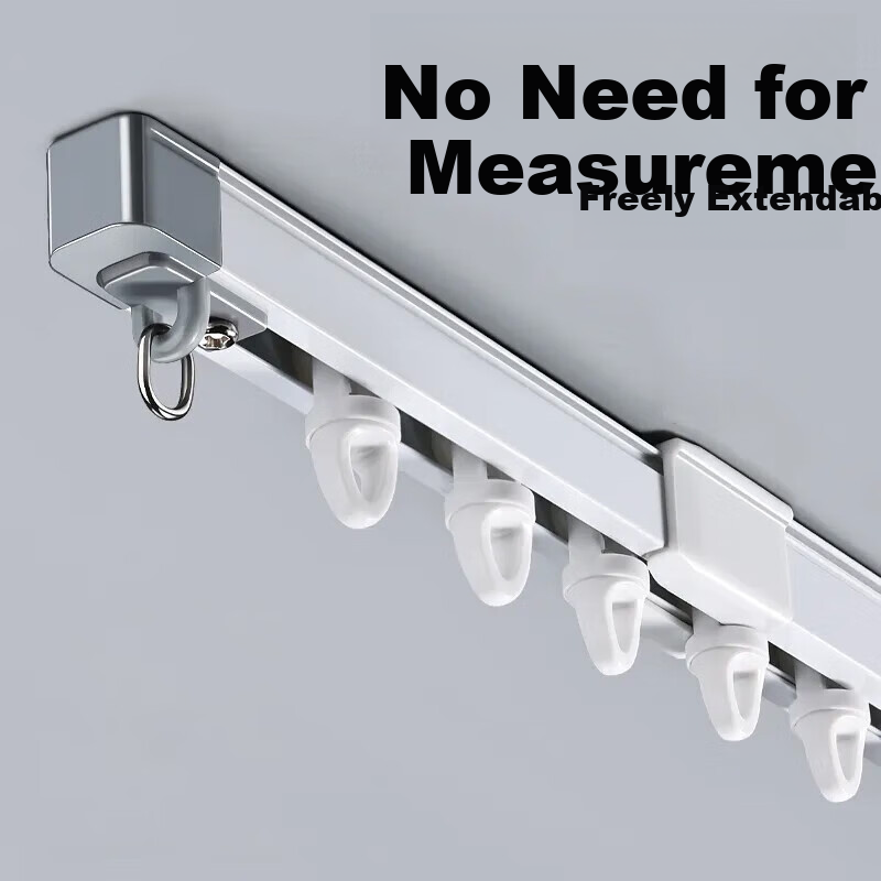 Aluminum Alloy Telescopic Curtain Track with Hooks, 1.55m-2.9m Side Installation