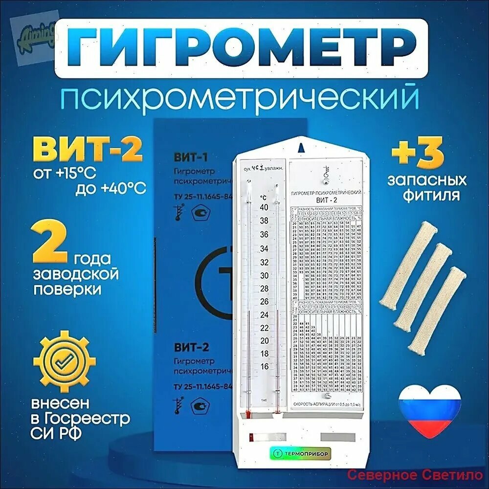 Гигрометр психрометрический Вит-2 с поверкой 2 года