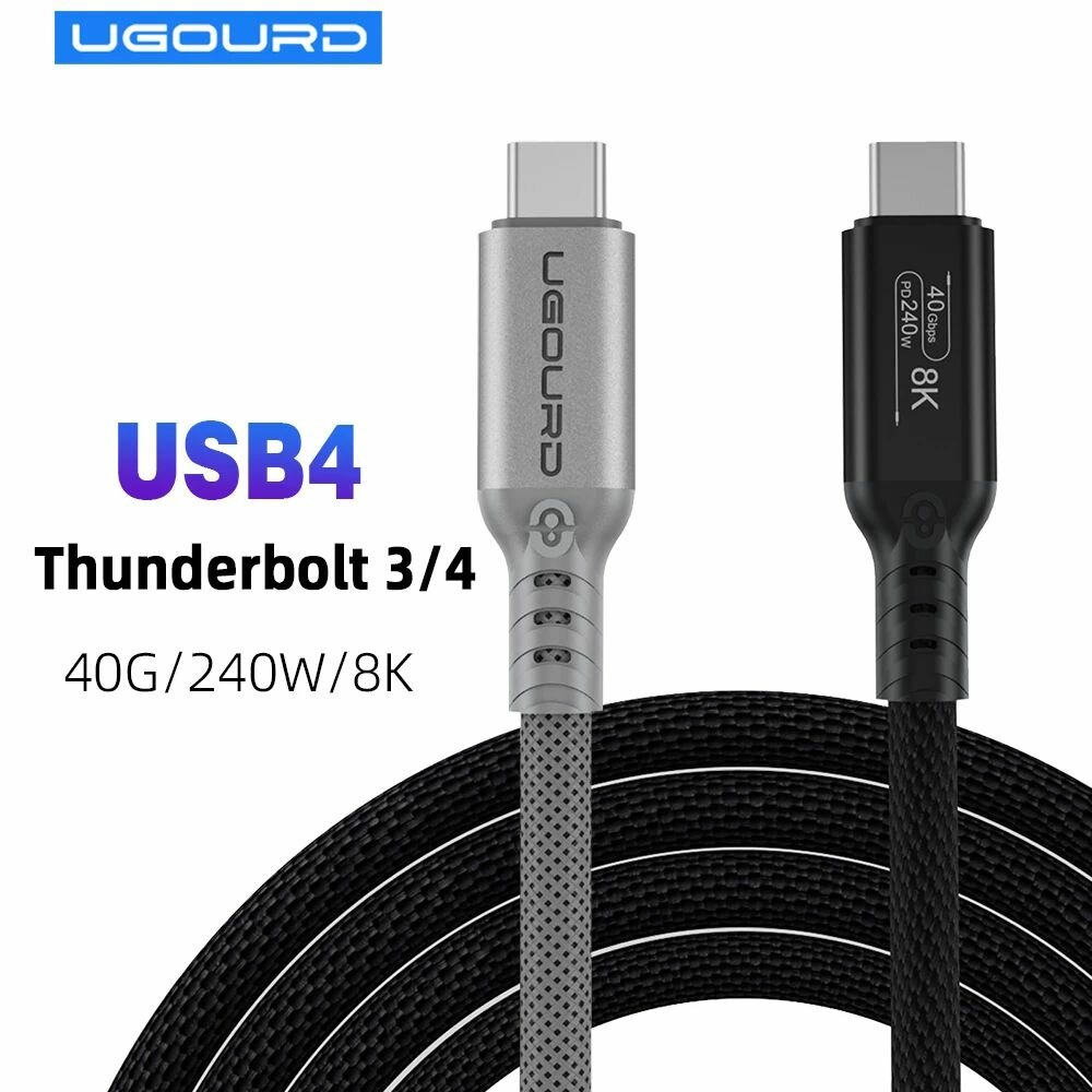 UGOURD Кабель для компьютерной периферии USB Type-C/USB Type-C, 1 м, серый