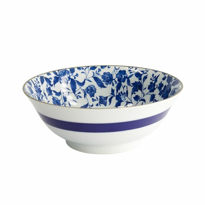 Салатник фарфоровый TOKYO DESIGN Mixed Bowls Japan Flower, 1000 мл, 19 см, белый/синий