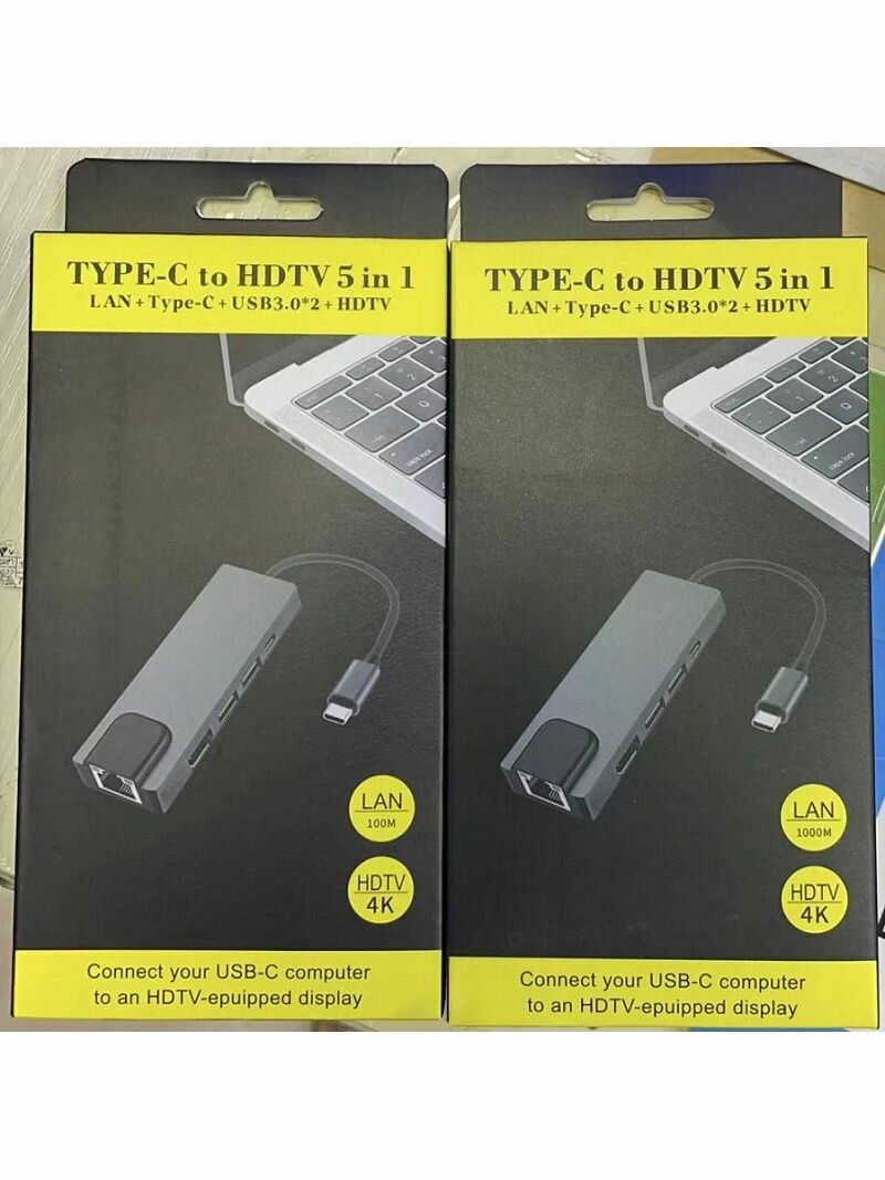 Хаб USB 3.0 тип C, 5-в-1 сплиттер HUB с HDMI 4K, адаптер расширения док-станция для ноутбука телефона Samsung/MacBook/iPad, зарядка быстрая 100W