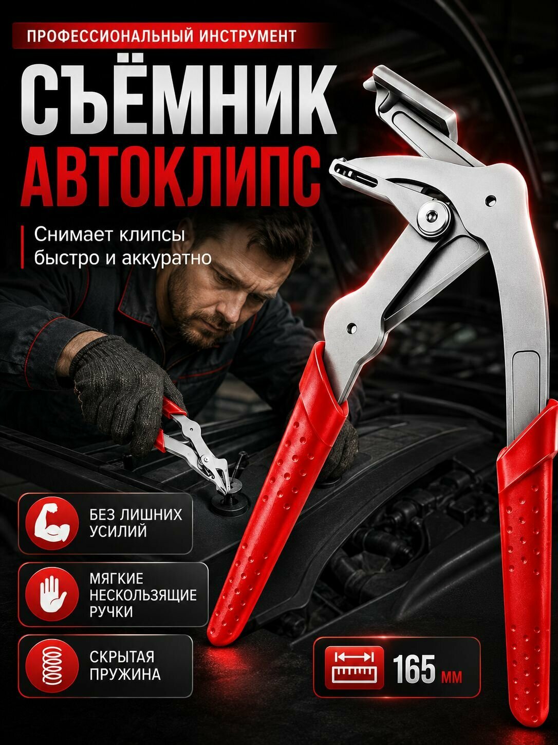 Клипсосъемник автомобильный для снятия клипс автомобиля 3-го поколения съемник пластиковых крепежей, пистонов и обшивки авто, 1 шт